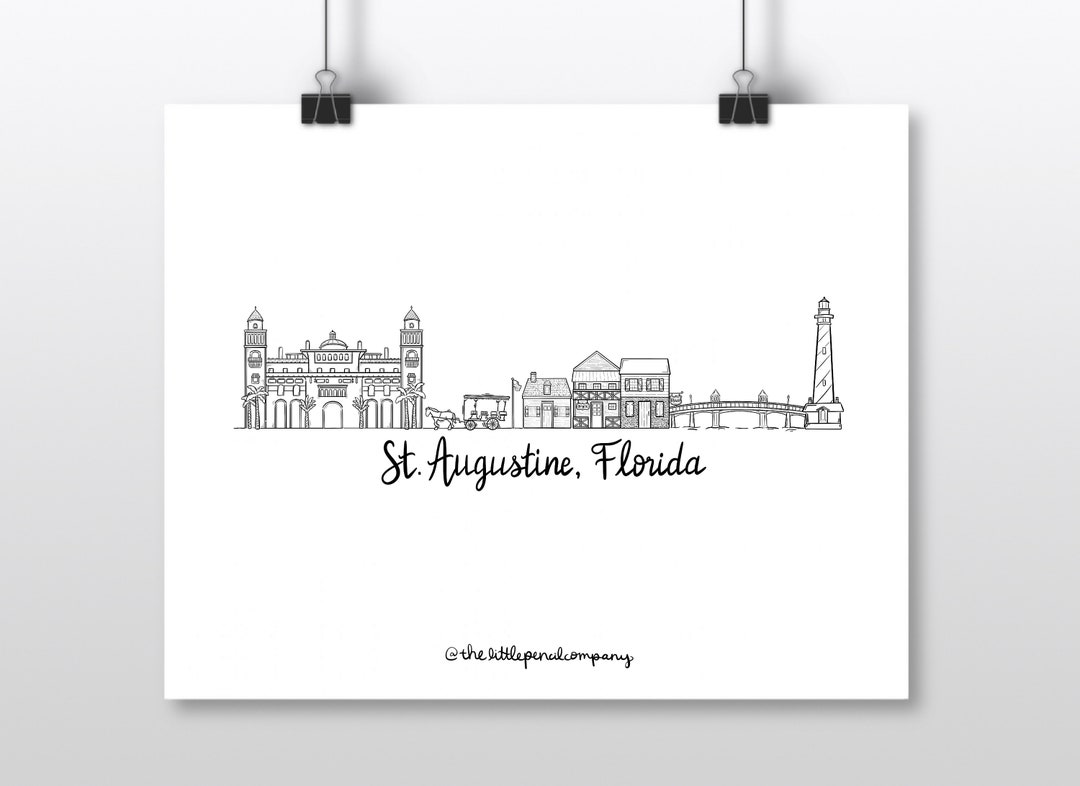 PRINT - St Augustine, Florida Skyline Illustration - Etsy