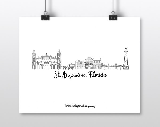 PRINT - St Augustine, Florida Skyline Illustration - Etsy