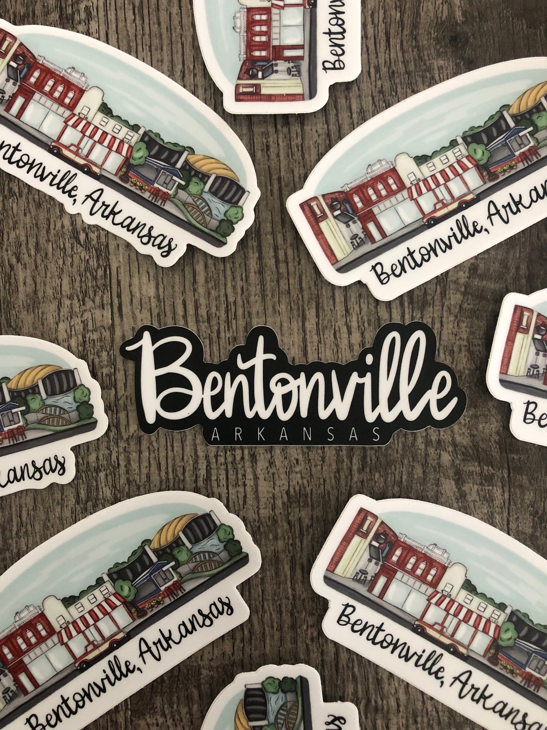VINYL STICKER Bentonville, Arkansas Black and White Lettering - Etsy