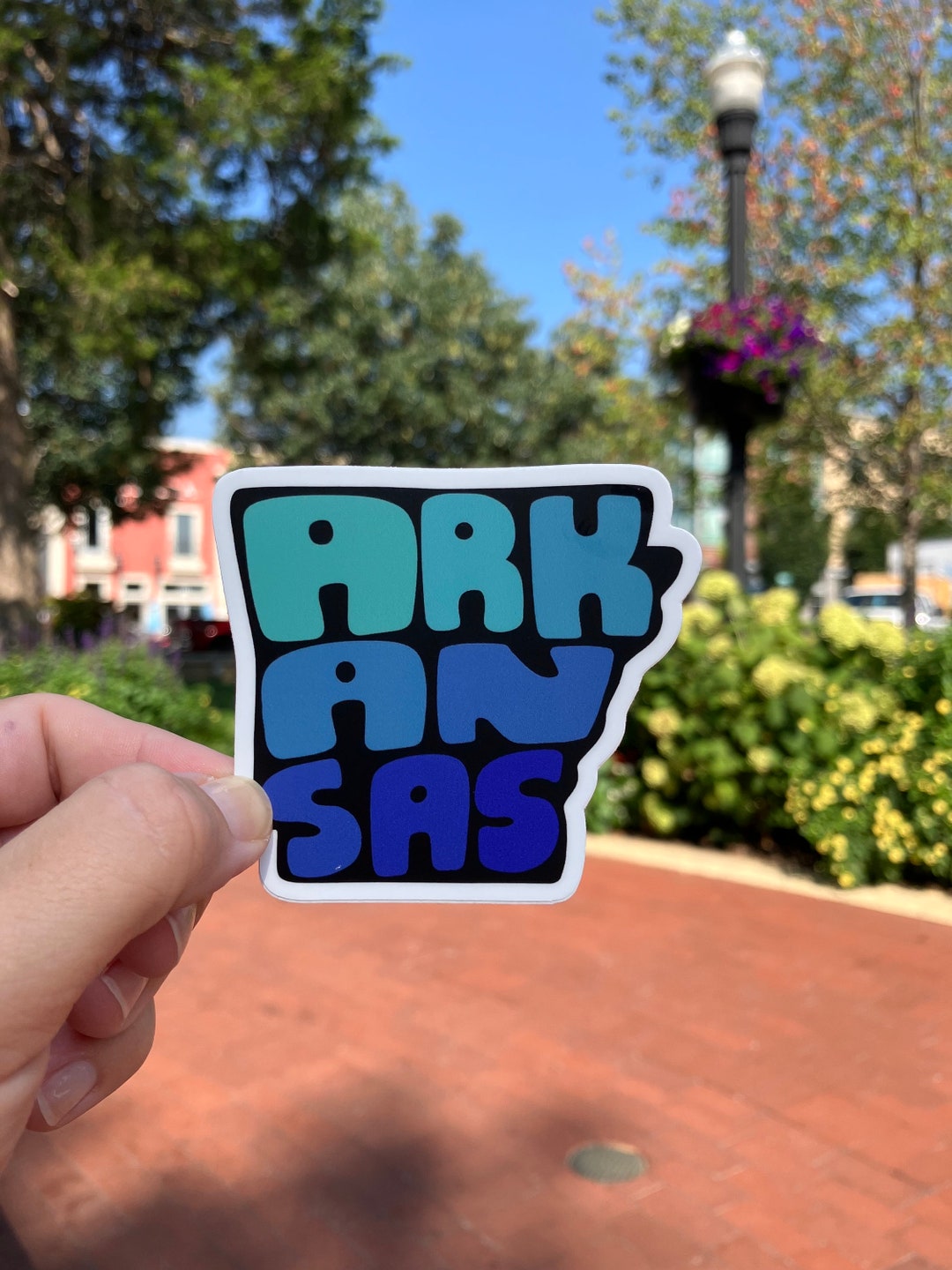 VINYL STICKER - Arkansas Sticker/blue Bubble Letters - Etsy