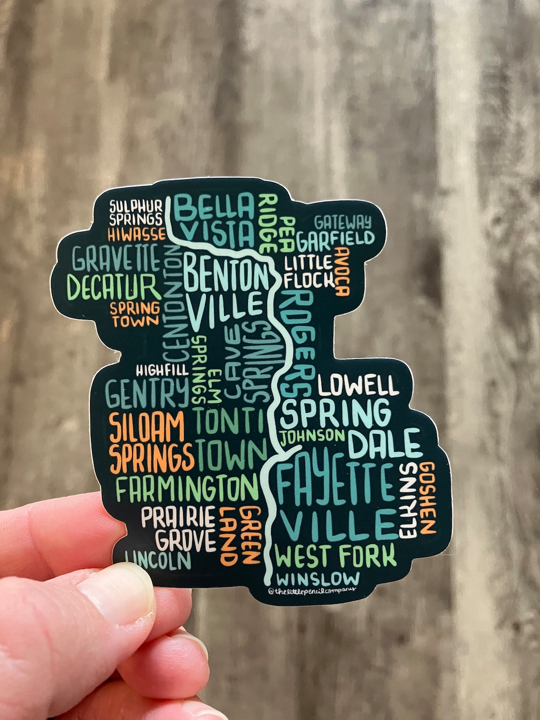 VINYL STICKER - Northwest Arkansas Towns Sticker in Green - Etsy