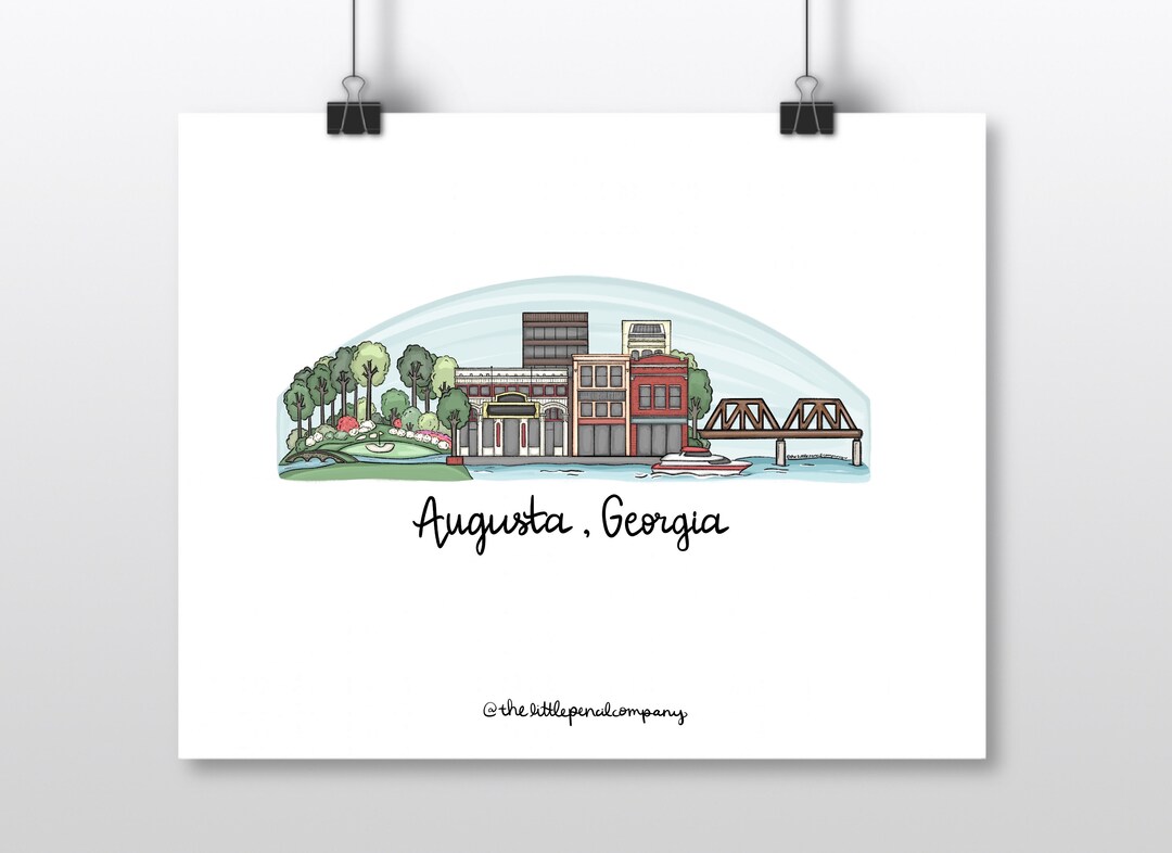 PRINT - Augusta, Georgia Skyline Illustration - Etsy