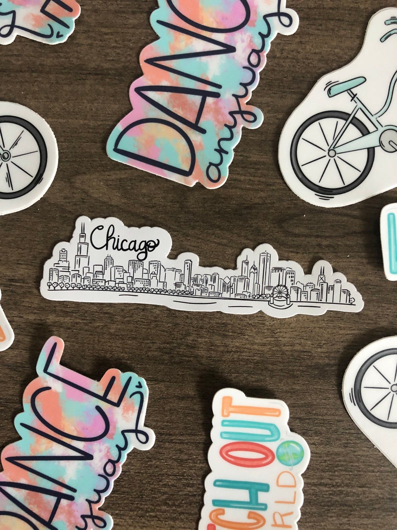 VINYL STICKER - Chicago, Illinois Skyline in Black and White - Etsy