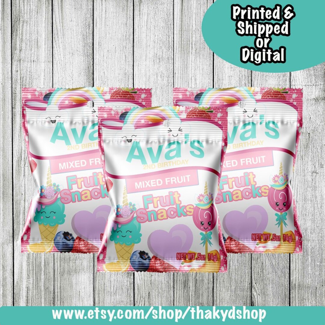 Unicorn Pink Fruit Snacks Favors Fruit Snacks Unicorn - Etsy