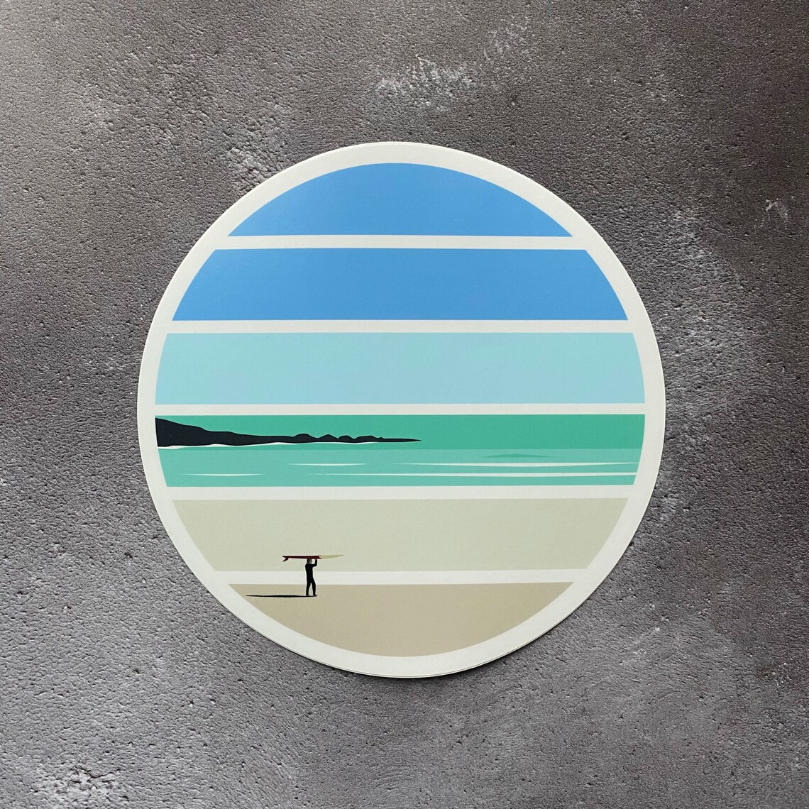 Surf Sticker Pack of Three 15x15cm 6x6 Round Vinyl - Etsy