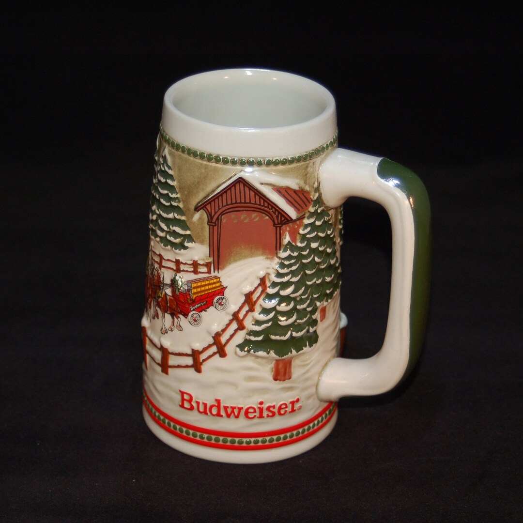 1984 Budweiser Beer Stein snowy Winter's Eve Holiday Stein - Etsy