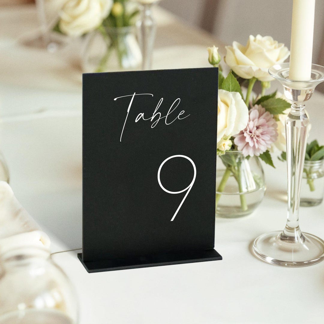 Black Table Numbers - Arched Black Acrylic Wedding Table Numbers ...