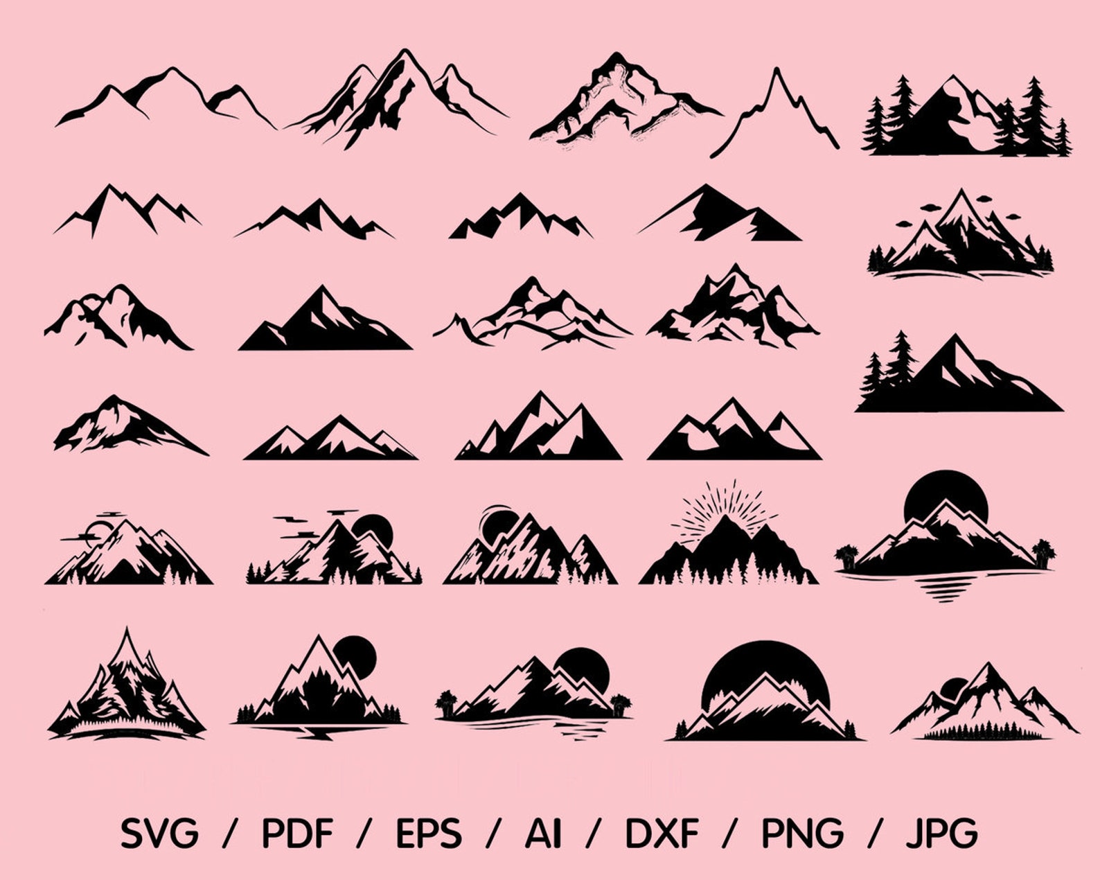 Mountains Svg Mountain Clipart Mountain Cricut Hill Svg - Etsy