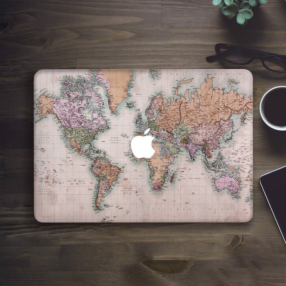World Map MacBook Pro 15 2019 MacBook Pro Retina 13 Case Travel MacBook ...