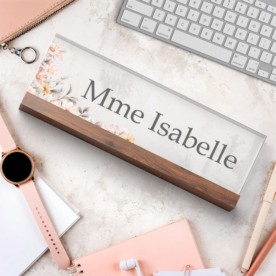 Minimalistic Custom Name Plate for Desk, Acrylic Desk Sign ...
