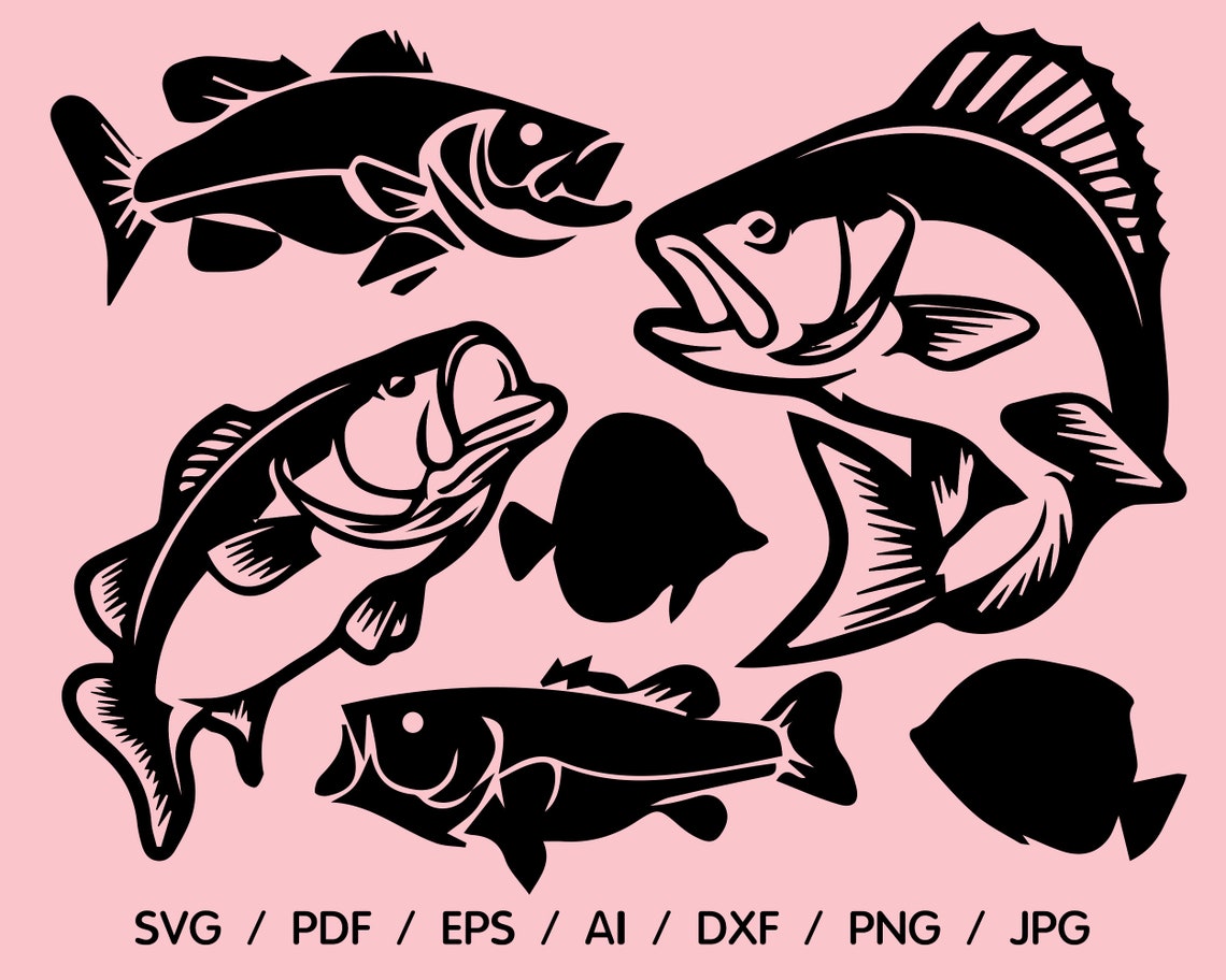 Fishing Svg Fishes SVG Art Fish Clipart Fish Silhouette Svg - Etsy