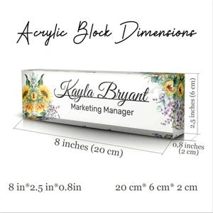 Flower Acrylic Desk Name Plate: Personalized Office Decor - Etsy