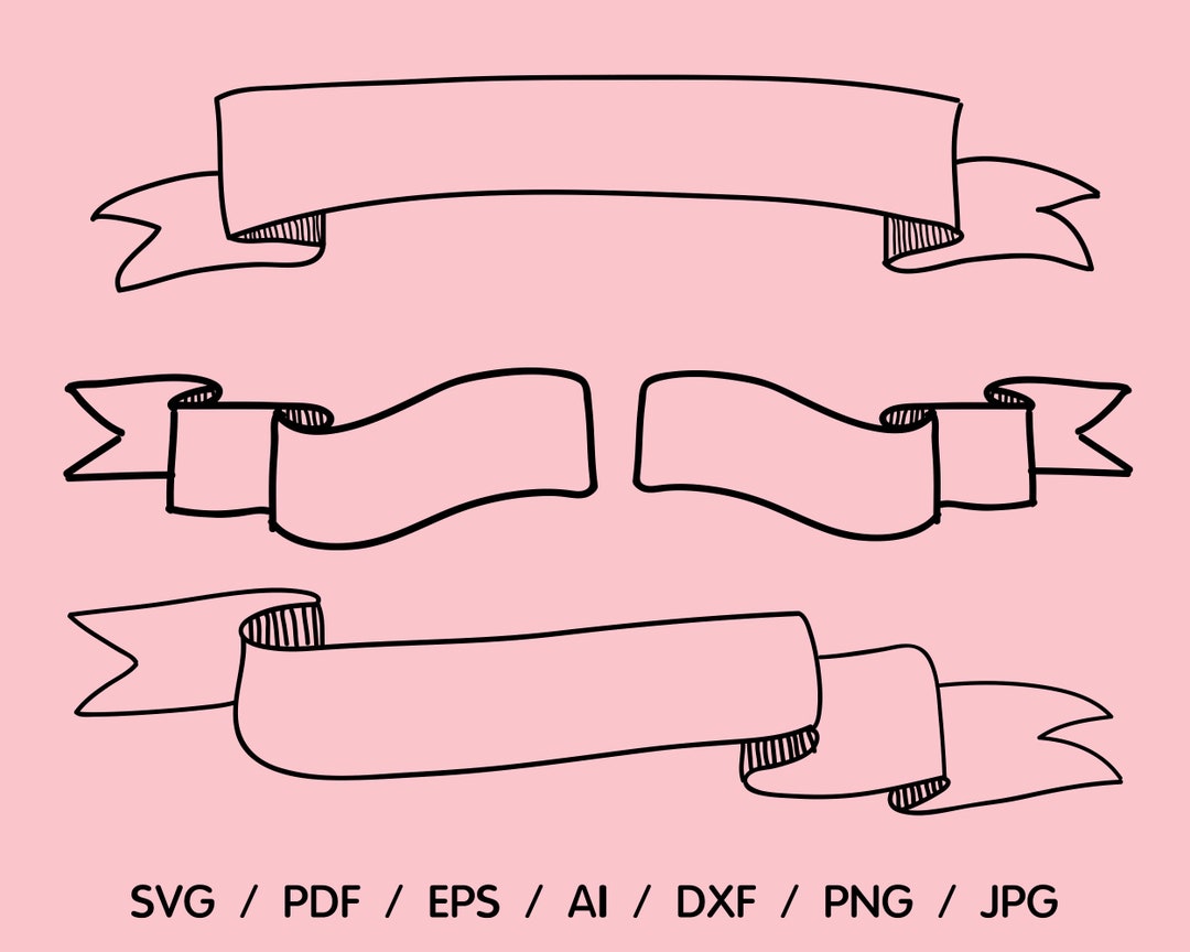 Banner Svg Ribbon Cut File Banner Outlines Scrapbooking Svg Text Ribbon ...