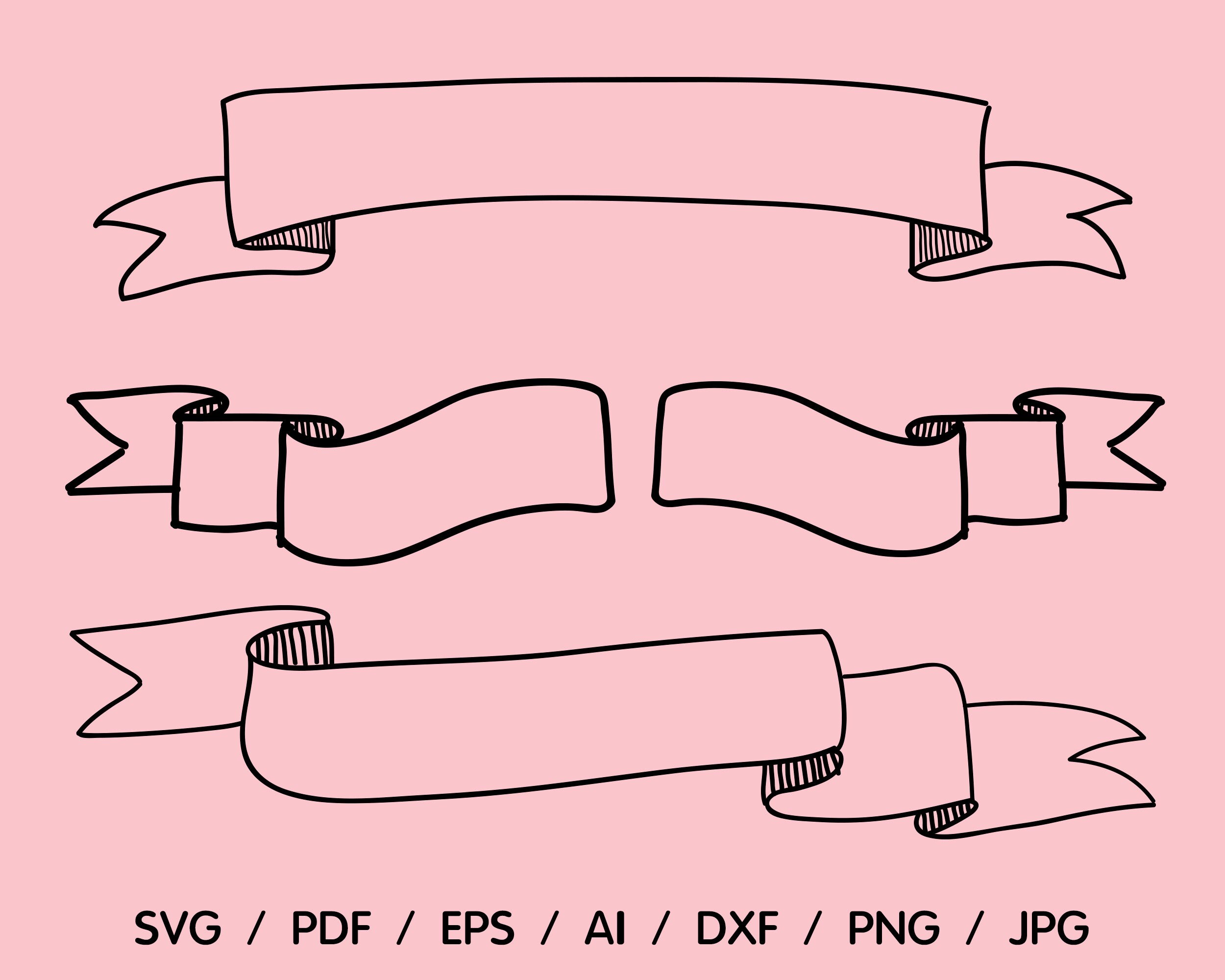 Banner Svg Ribbon Cut File Banner Outlines Scrapbooking Svg - Etsy