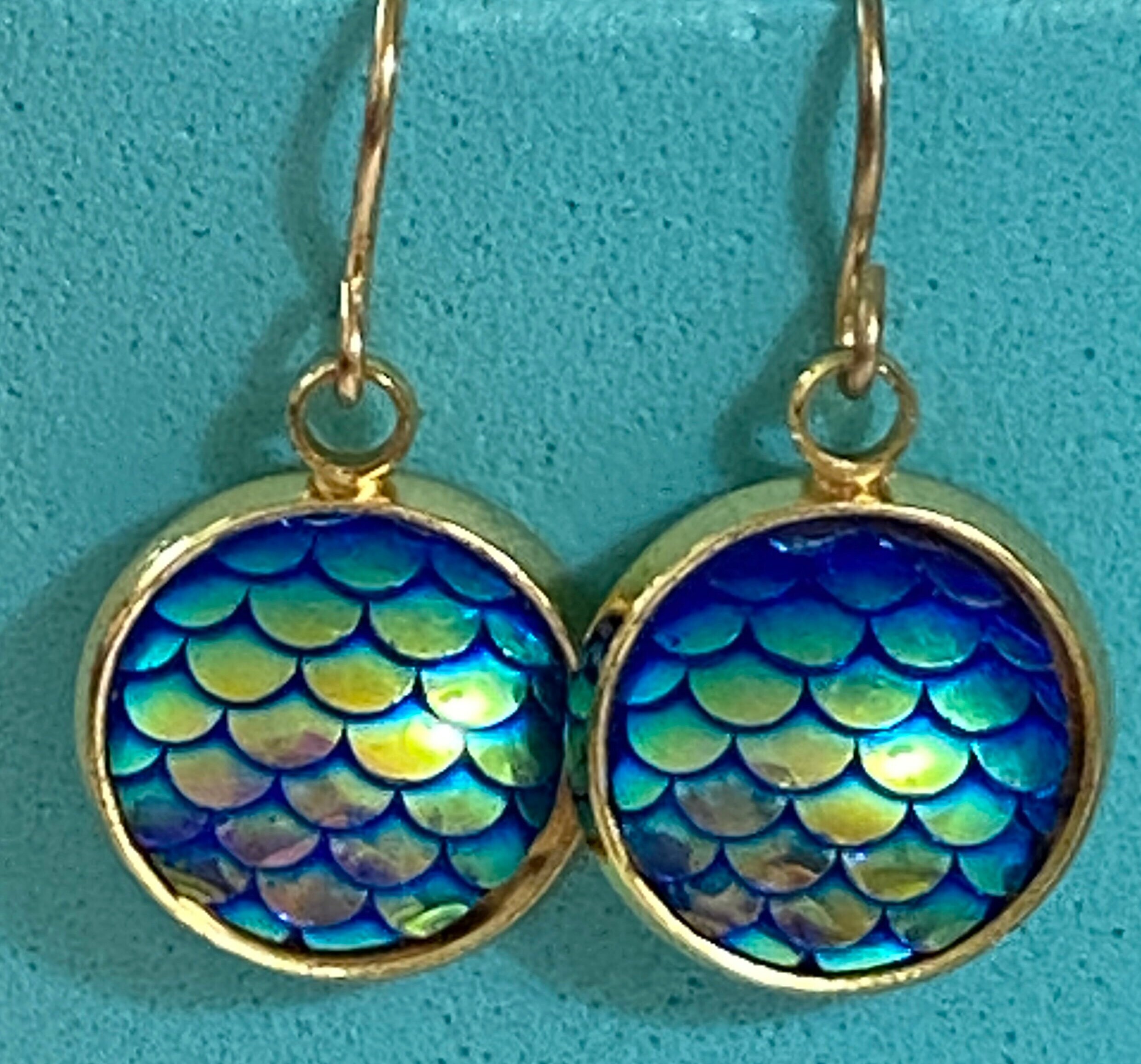 Dragon Scale Dangle Earrings / Mermaid Scale Dangle Earrings / Fish ...
