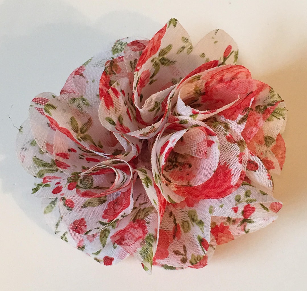 Sheer Red Flower Ruffle Barrette / Sheer Material With Red - Etsy