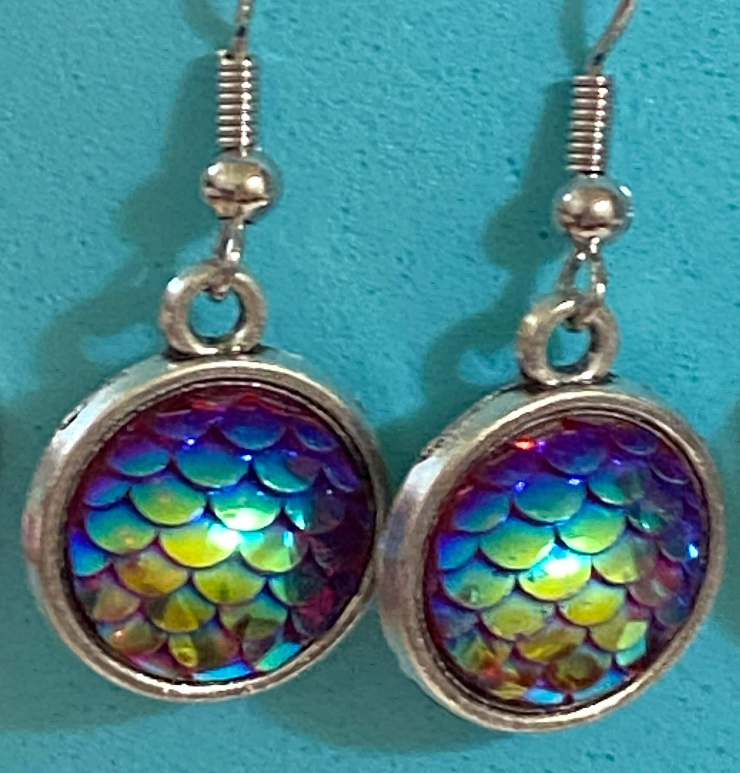 Dragon Scale Dangle Earrings / Mermaid Scale Dangle Earrings / Fish ...