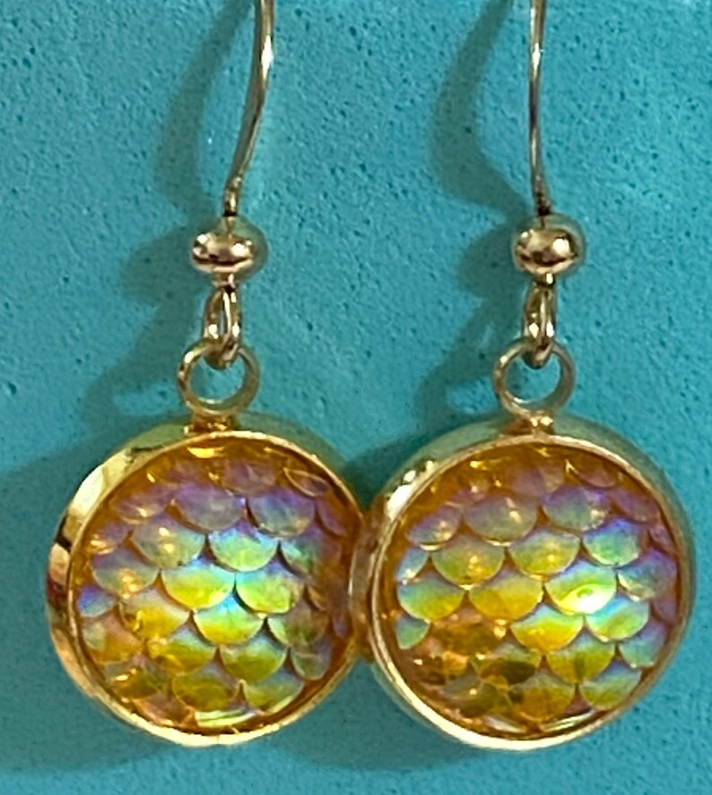 Dragon Scale Dangle Earrings / Mermaid Scale Dangle Earrings / Fish ...