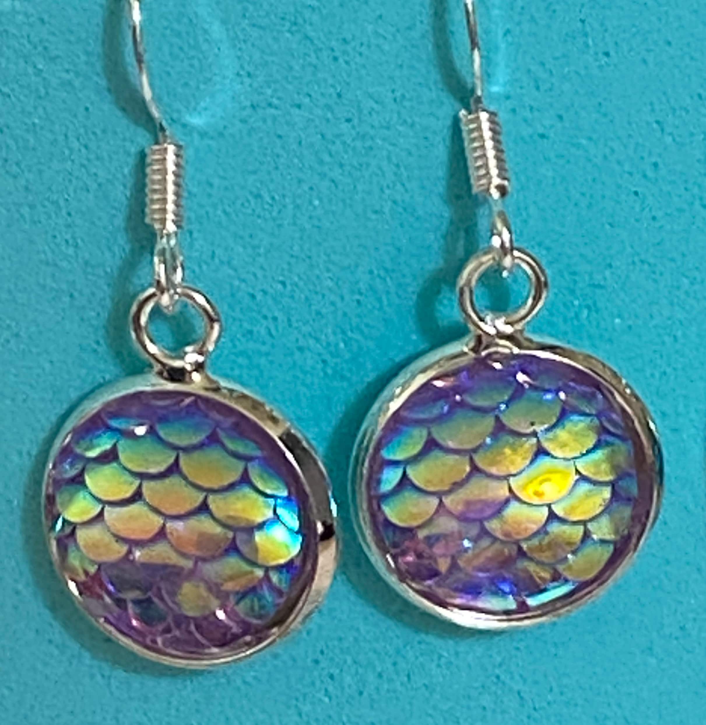 Dragon Scale Dangle Earrings / Mermaid Scale Dangle Earrings / Fish ...