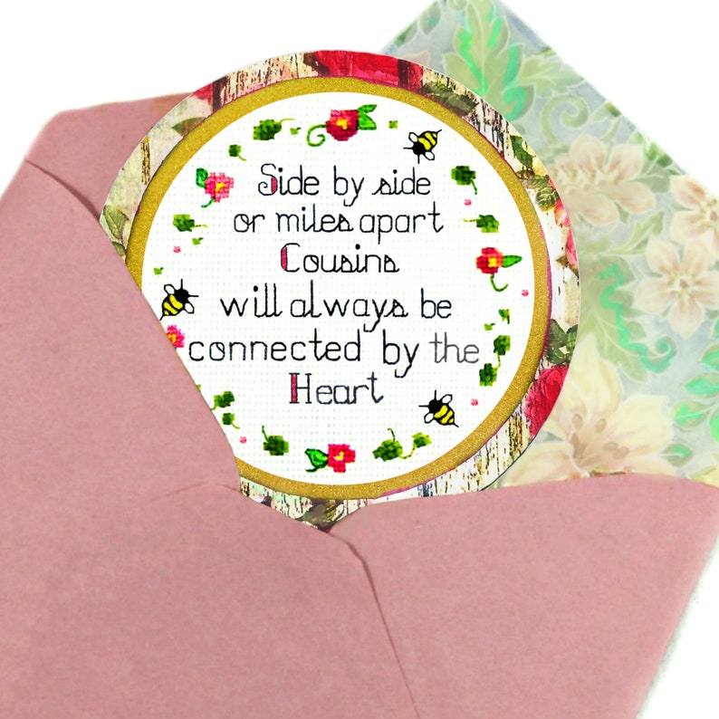 Gift for Long Distance Cousins, Side by Side or Miles Apart, Quote ...