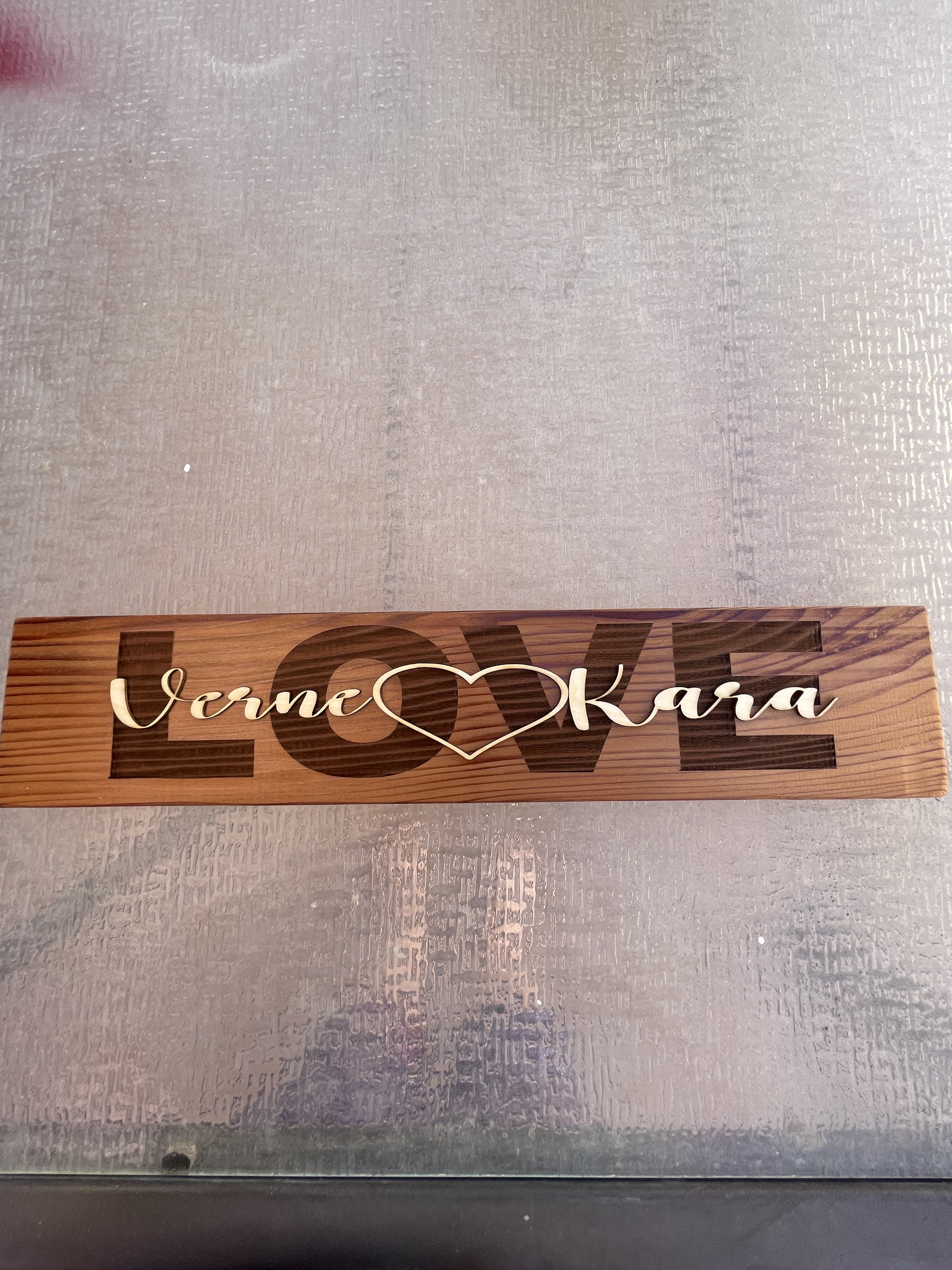 LOVE Engraved Sign With Sweetheart Names and Heart Personalization - Etsy