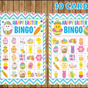 Happy Easter Bingo Game 10 Cards, Printable Easter Bingo Cards, Game ...