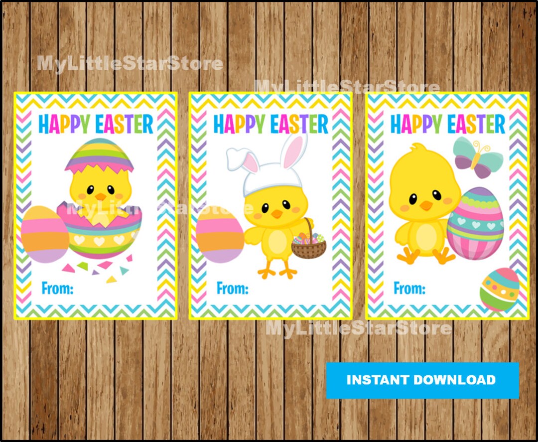 Happy Easter Tags, Printable Easter Cards, Chick Easter Tags Instant ...