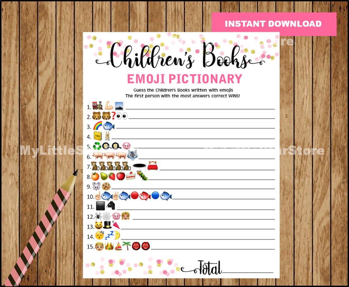 Children's Books Emoji Pictionary Game Baby Shower Emoji - Etsy