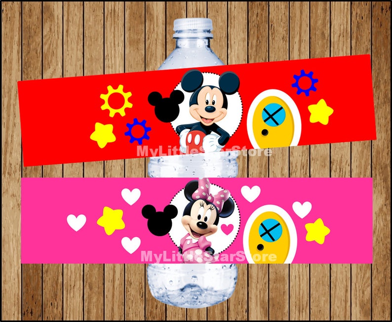 Mickey Mouse Bottle Labels, Printable Mickey Mouse Water Bottle Labels ...