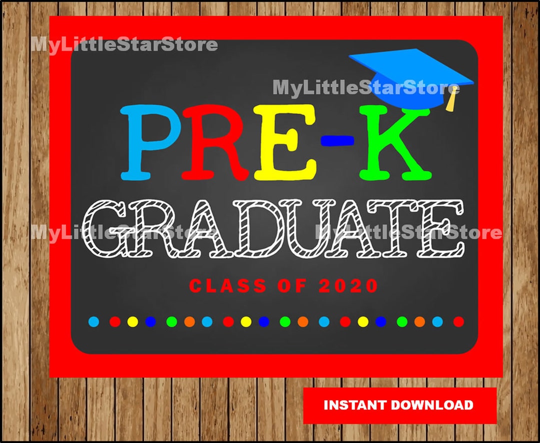 Printable Pre-k Graduation Photo Prop, Chalkboard School Graduation ...