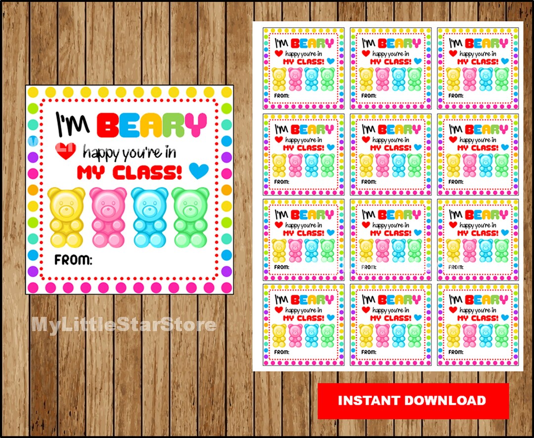 Gummi Bear Valentines Printable Cards, Printable Gummi Bear Valentine ...