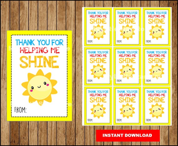 End of School Year Gift Tag Shine Gift Tags Thank You for - Etsy
