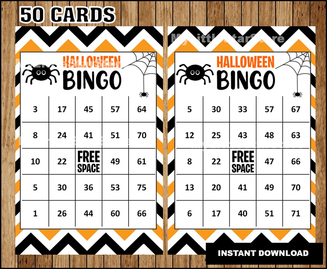 Printable Halloween Bingo Game, Halloween Bingo Cards, Instant Download ...