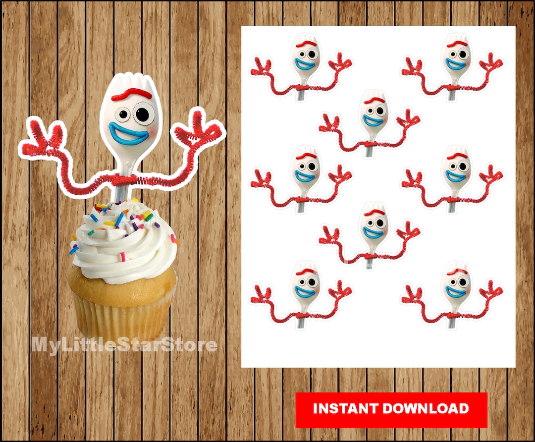 Printable Forky Cupcakes Toppers, Forky Toppers, Toy Story 4 Party ...