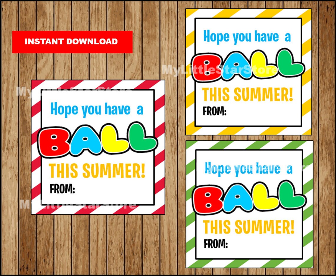 End of the School Year Tags Printable Have A Ball This Summer | Etsy
