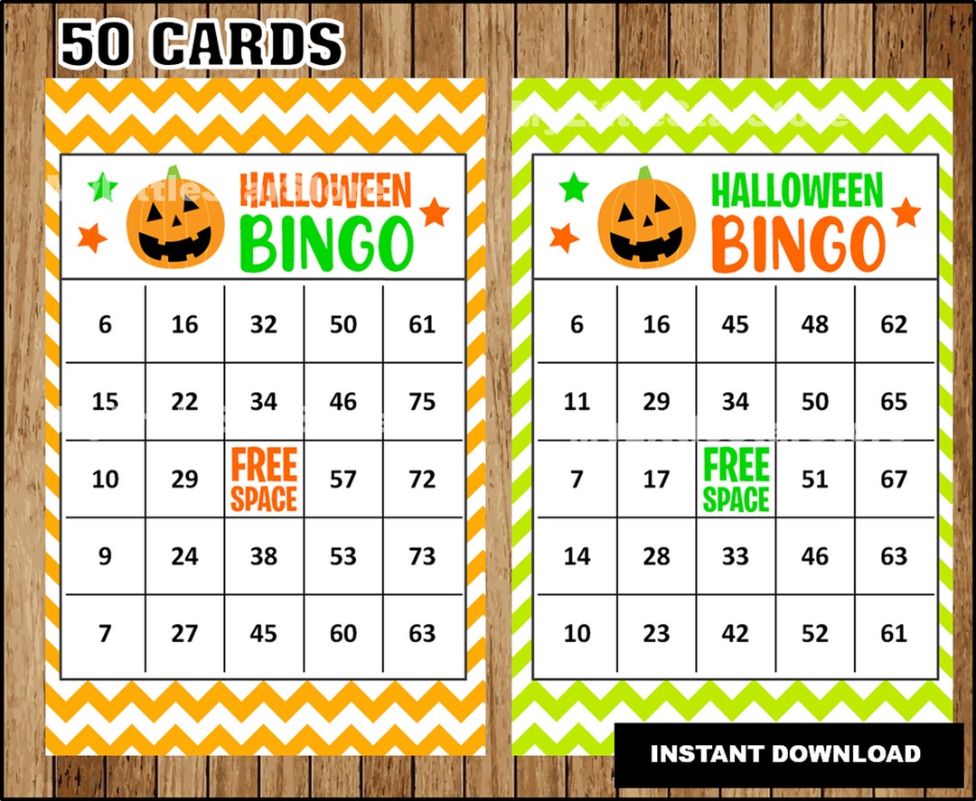 Halloween Bingo Game 50 Cards, Printable Halloween Bingo Cards, Game ...