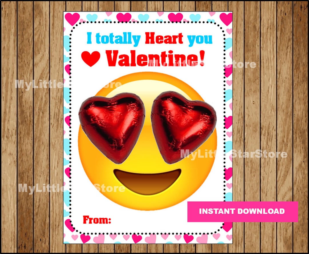 Valentine Emoji Smiley Face Card , Emoji Valentine's Day Chocolate ...