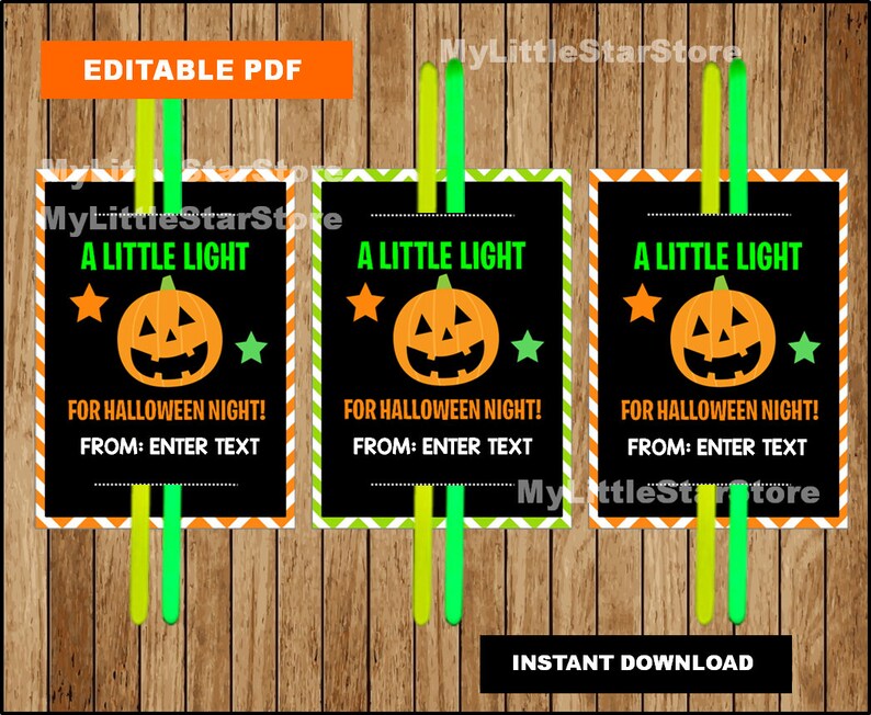 A Little Light for Halloween Night Gift Tags, Editable PDF, Pumpkin ...