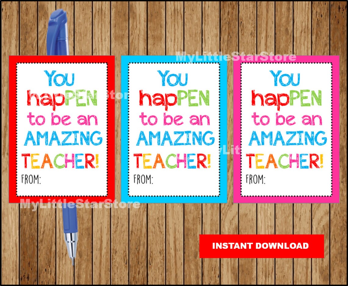 Teacher Appreciation Tag Printable You Happen to Be Amazing | Etsy