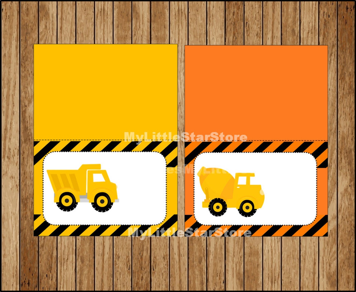 Construction Food Labels Printable Construction Tent Cards - Etsy