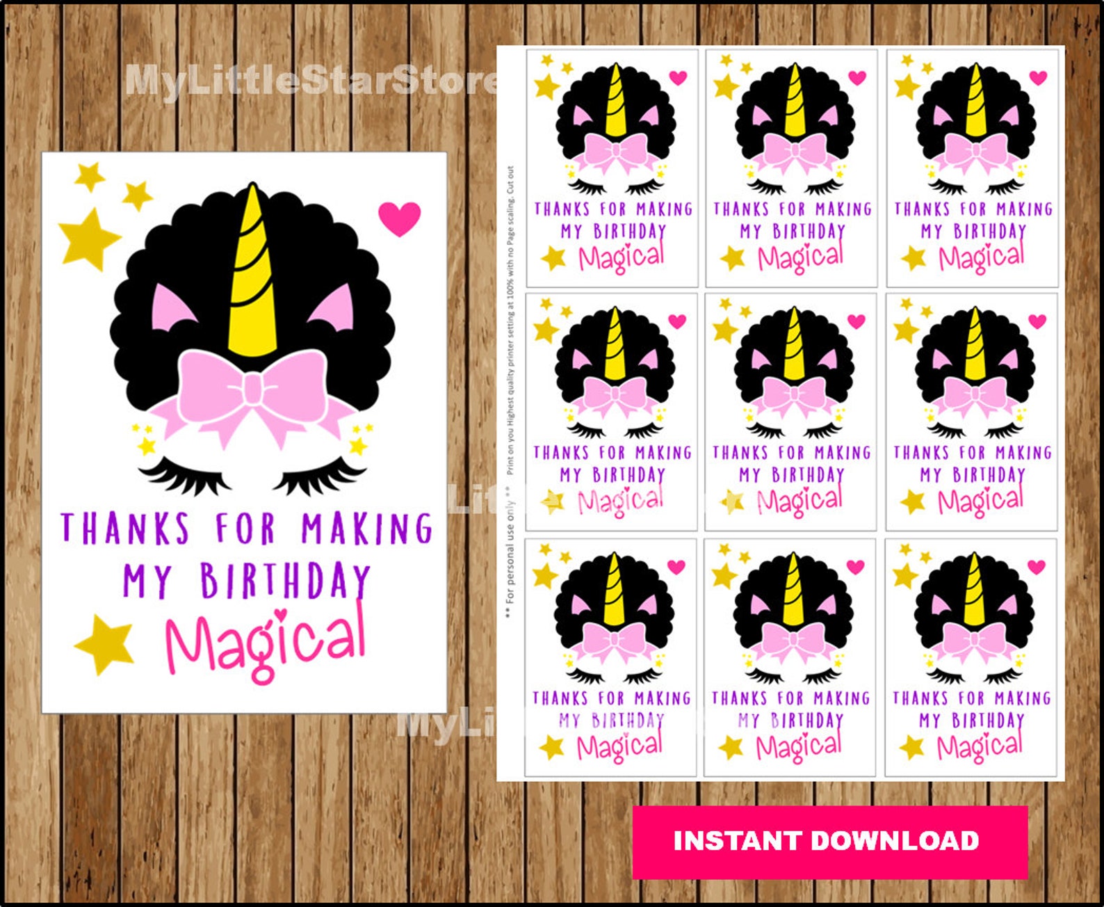 Printable Unicorn Afro Puff Tags Africanamerican Unicorn | Etsy