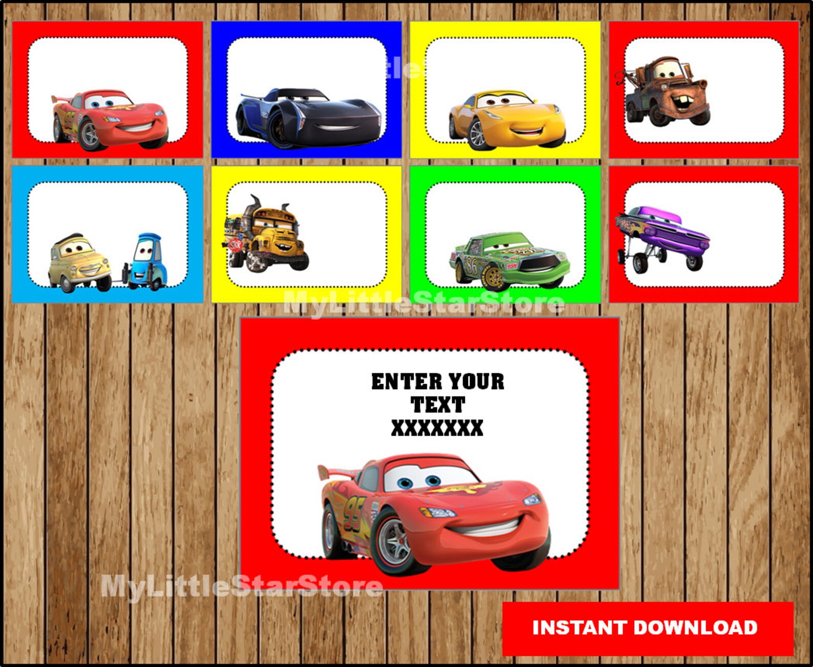 Cars Book Labels 8 Printable Cars Party tags Cards Disney | Etsy