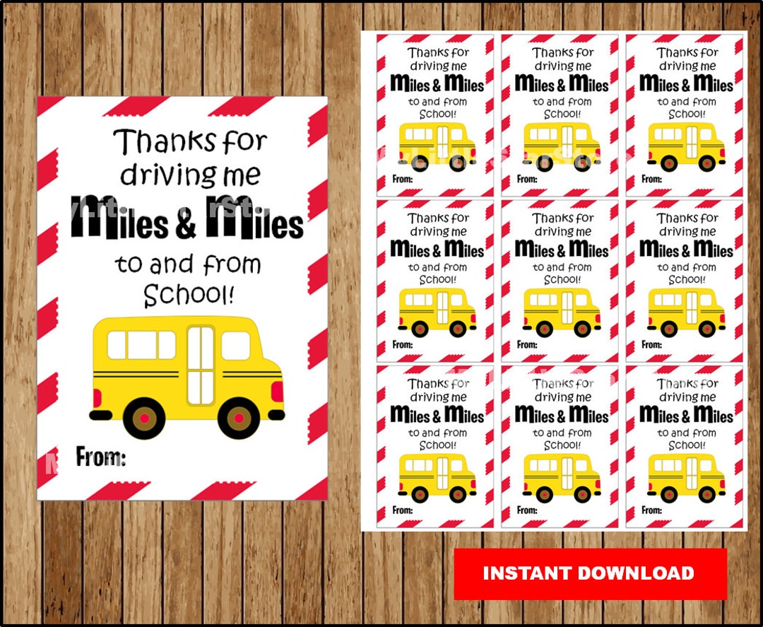School Bus Driver Gift, Teacher Appreciation Gift Tag, Teacher Bus ...