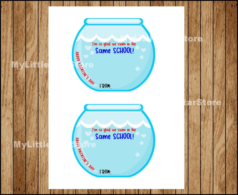 Printable Fish Bowl Valentine Cards, I'm so Glad We Swim in the Same ...