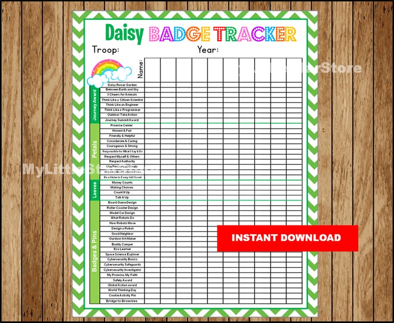 Daisytroopbadgetracker Girl Scouts Daisy Badge Tracker - Etsy Daisytroopbadgetracker Girl Scouts Daisy Badge Tracker - Etsy