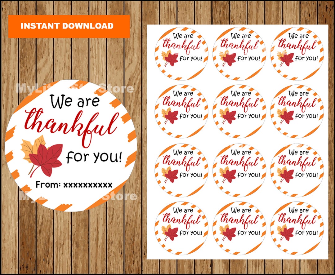 I Am Thankful for You Thanksgiving Gift , Printable Thanksgiving Tags ...