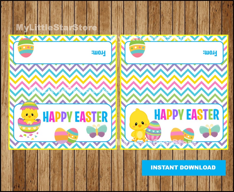 Happy Easter Bags Toppers, Printable Easter Treat Bag, Chick Easter ...