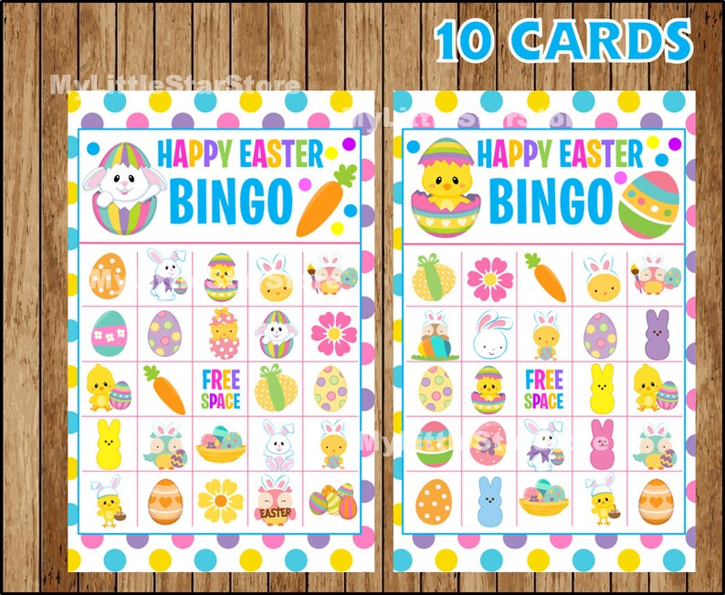 Easter Bingo Game 10 Cards, Printable Happy Easter Bingo Cards, Game ...