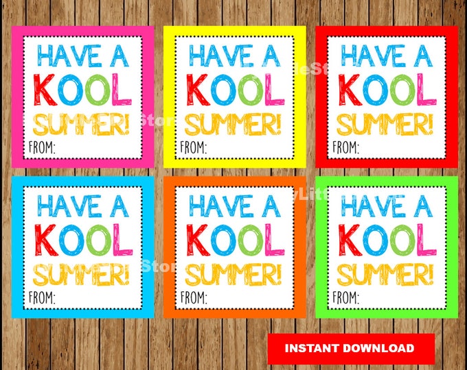 Editable End of Year Gift Tag , Kool/cool Summer Tag , End of Year Gift ...