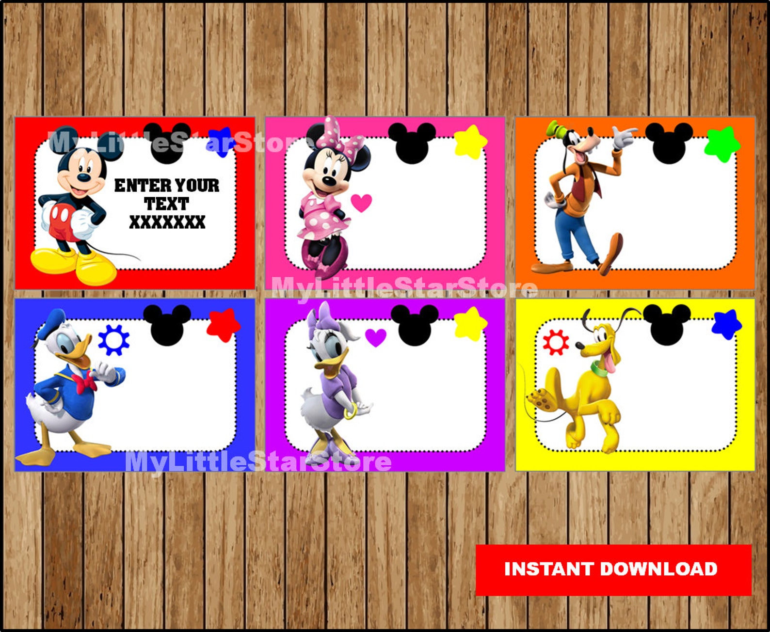 Mickey Mouse Book Labels Printable Mickey Party Tags Cards | Etsy